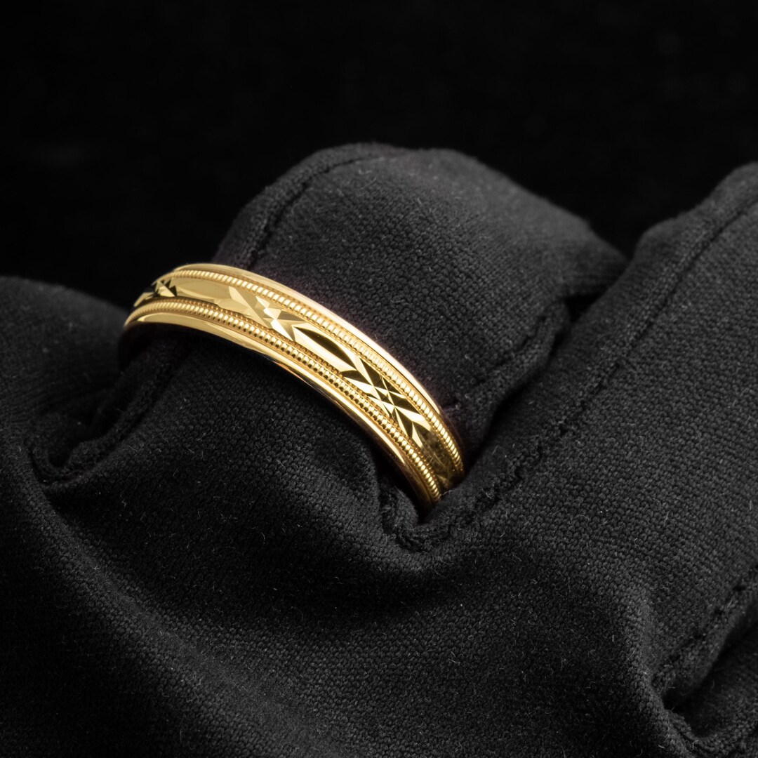 Men's Classic Pattern Milgrain Wedding Band in 10k, 14k, 18k, 6mm ...