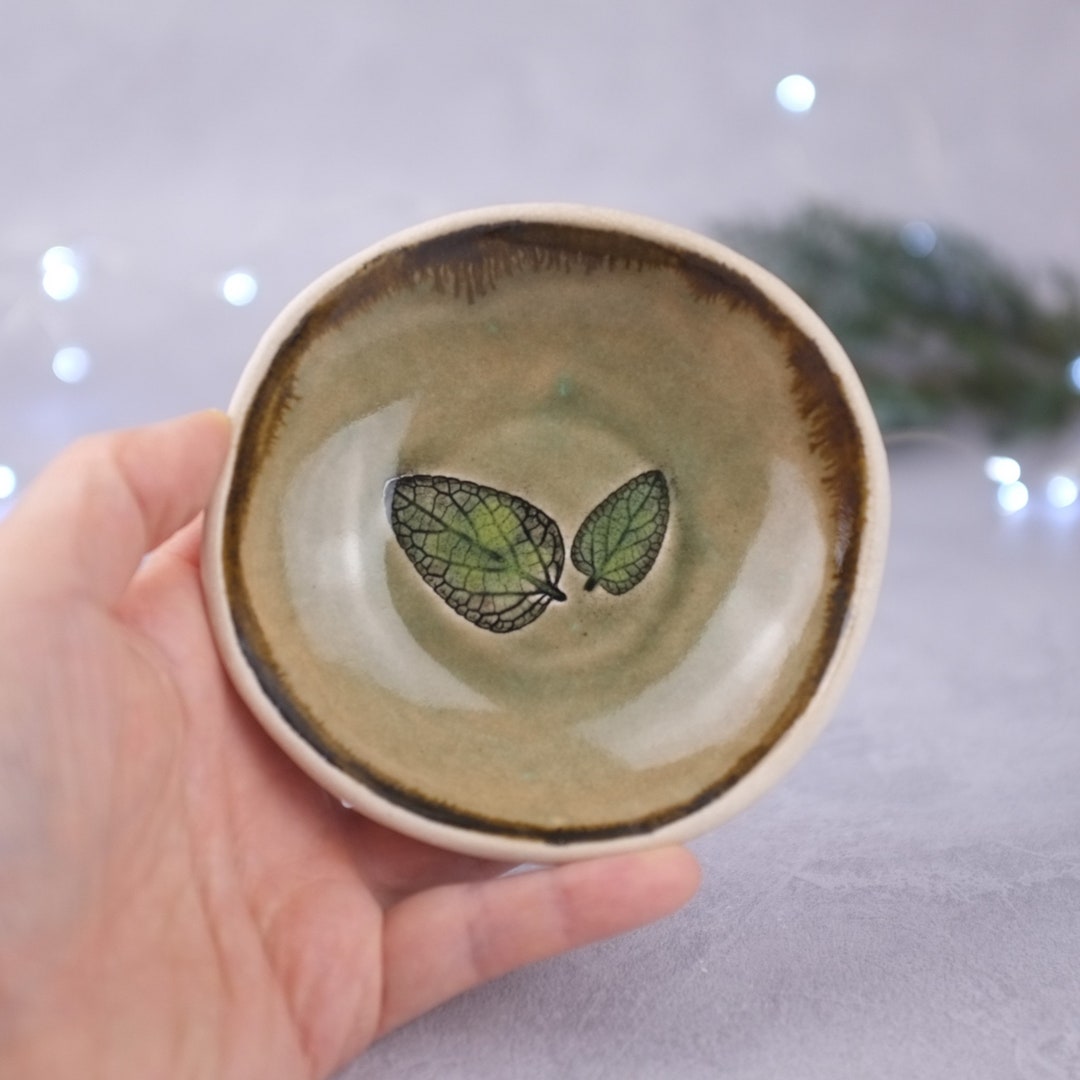 Personalised Handmade Olive Green Ceramic Leaf Dish for Rings ...