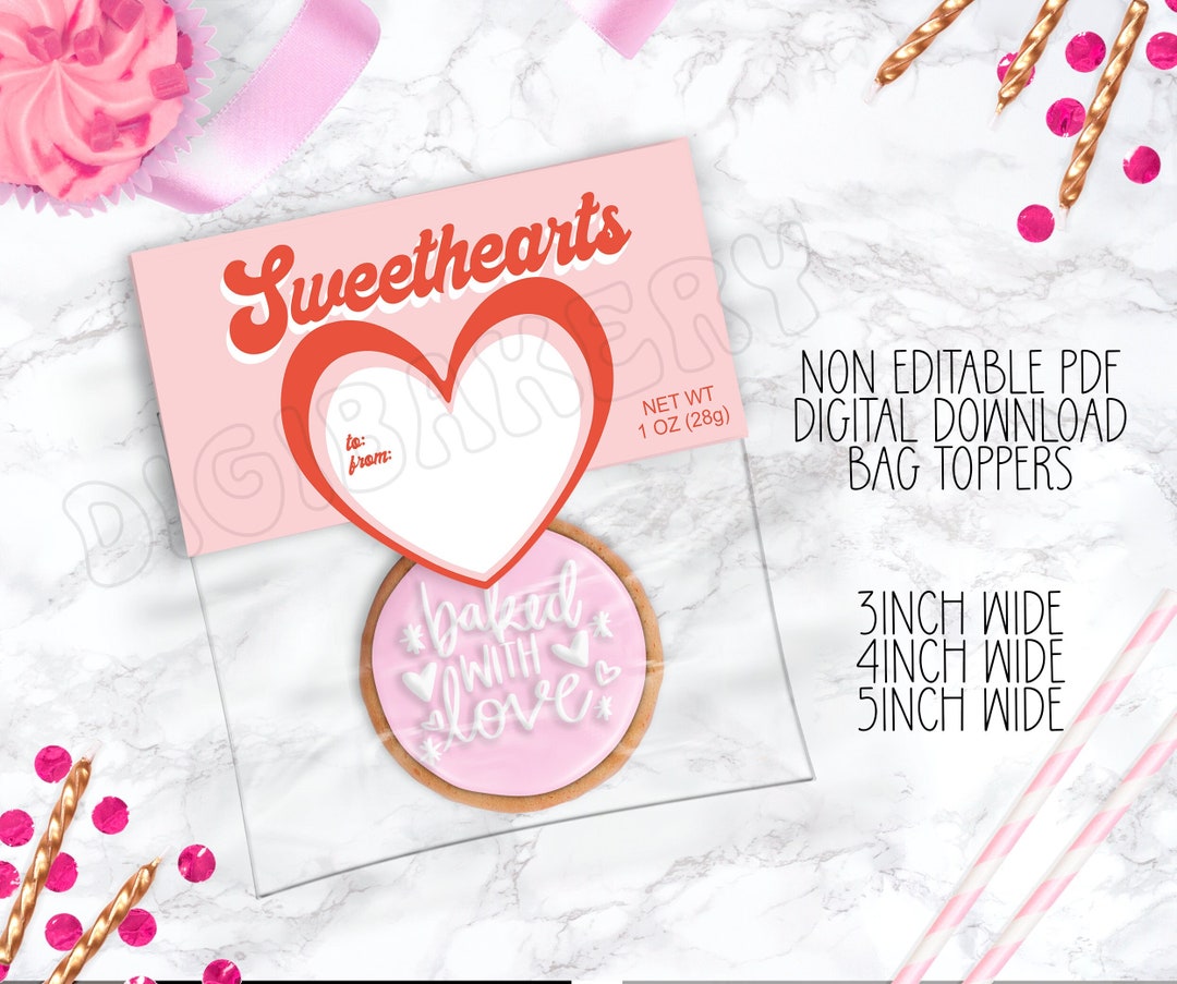 Sweethearts Valentines Bag Toppers, Treat Bag Toppers, 3 Inch ...