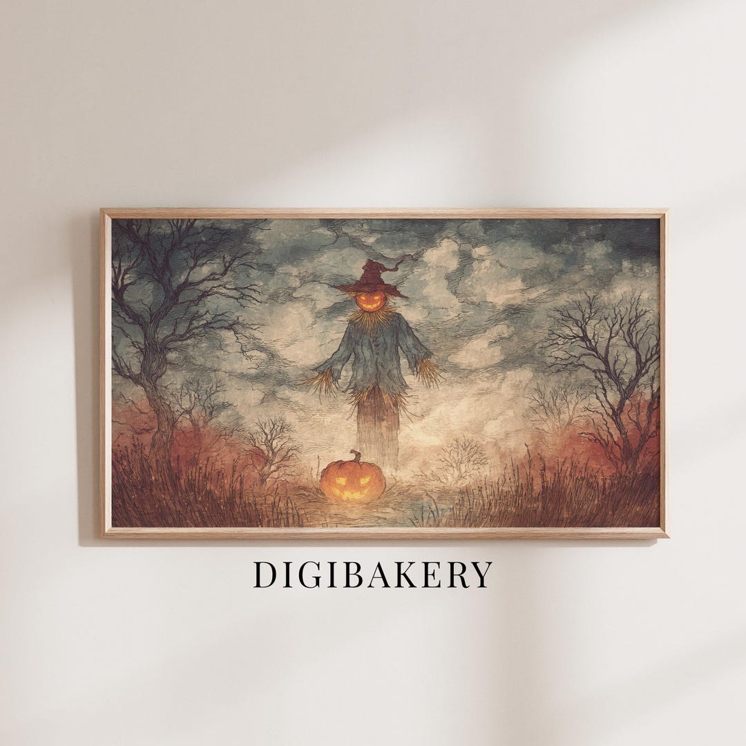 Spooky Scarecrow Art for Frame TV, Autumn Halloween Digital Decor ...