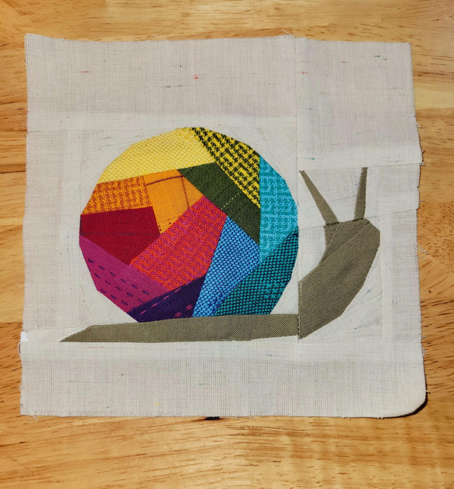 Rainbow Snail Foundation Paper Piecing Unfinished Quilt Block - Etsy
