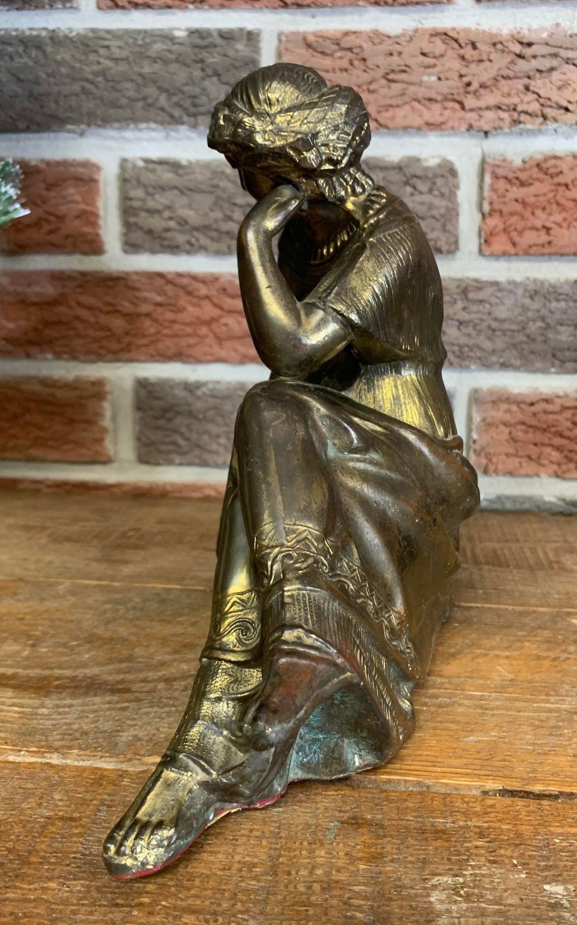 Antique Victorian Clock Topper - Spelter Statue - Woman With Harp ...