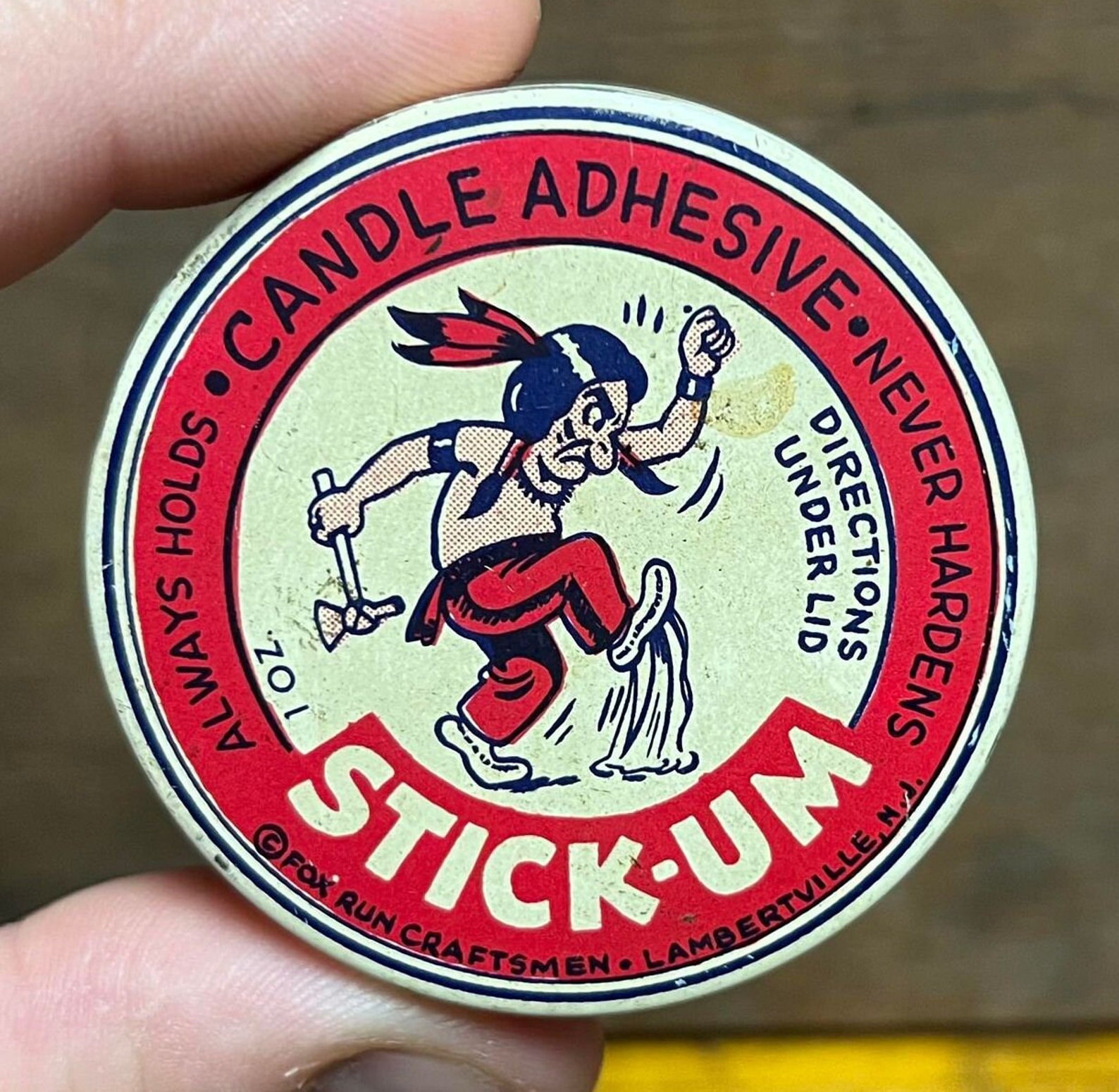 Vintage stick-um Candle Adhesive Native American Graphic Fox Run ...