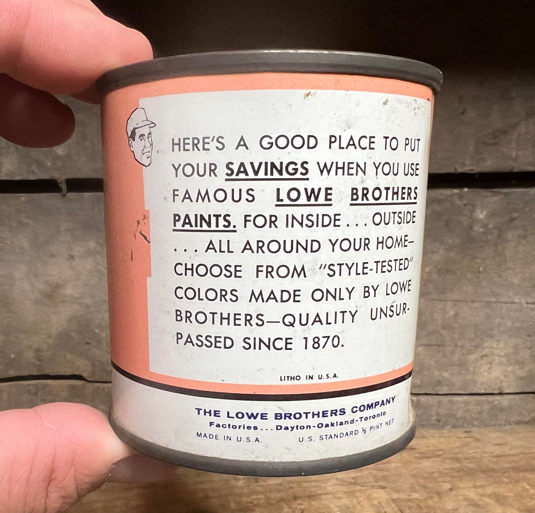 Vintage Lowe Brothers Mellotone Paint Can Savings Bank Miniature ...