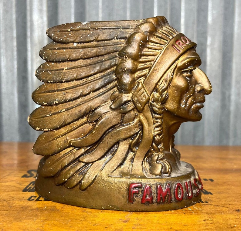 RARE Iroquois Indian Head Beer Foam Scraper Bar Storage Caddy - Antique ...