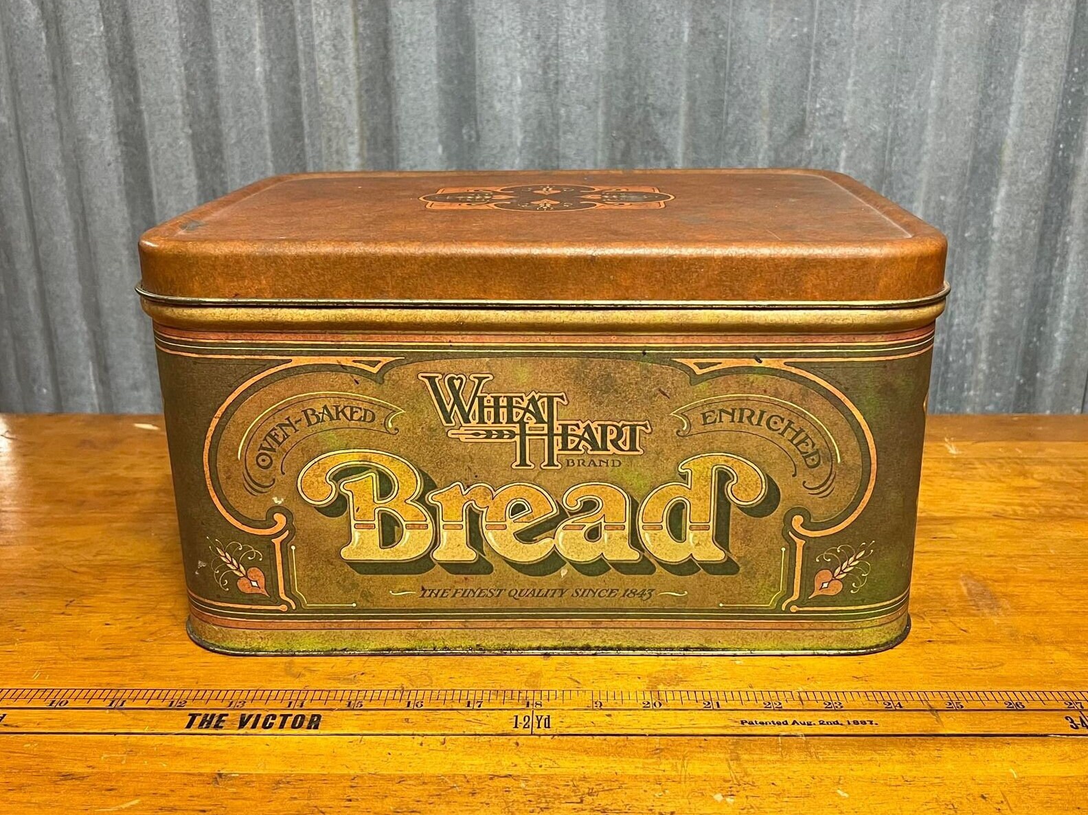 Wheat Heart Brand Metal Bread Box Vintage Farmhouse Kitchen Decor R&D ...