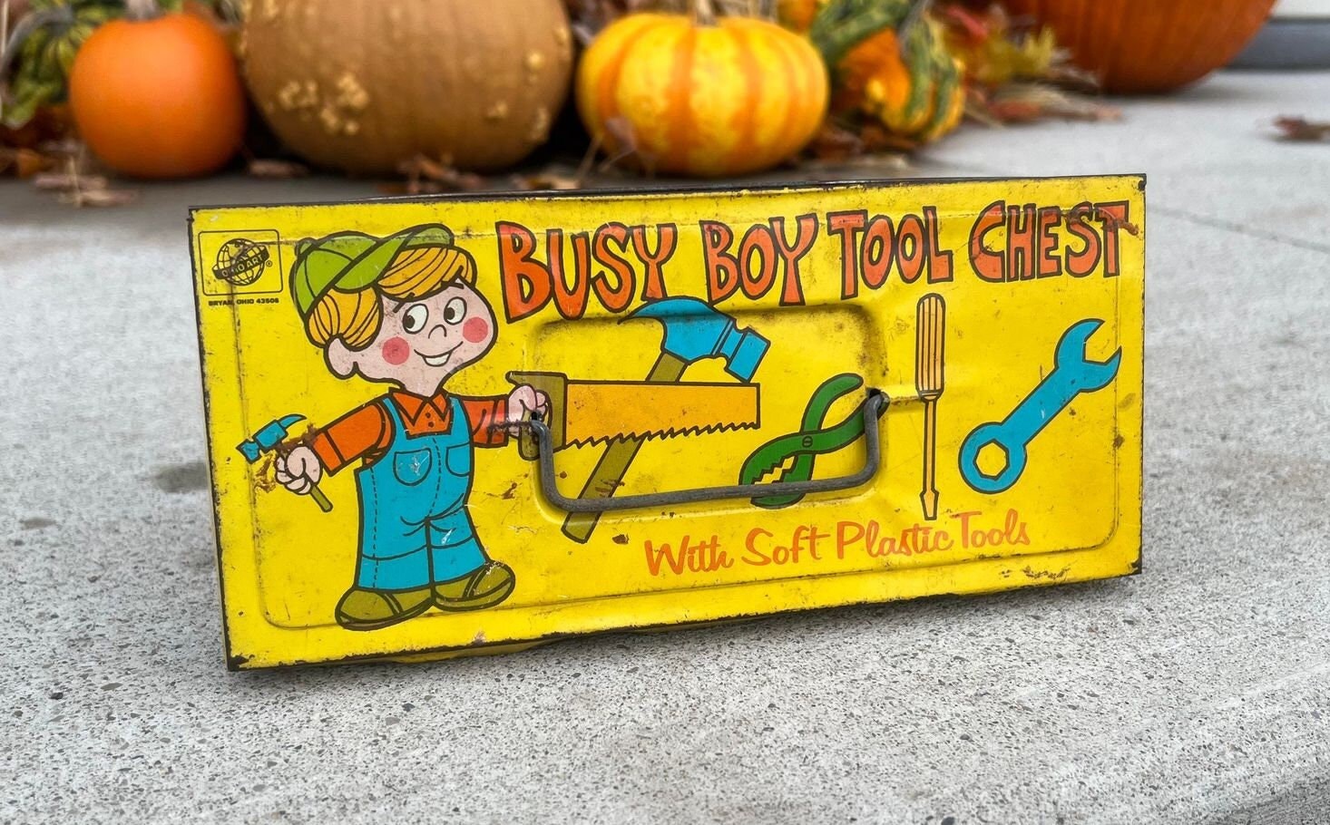 Busy Boy Tool Chest - Vintage Children's Metal Tool Box - Ohio Art ...