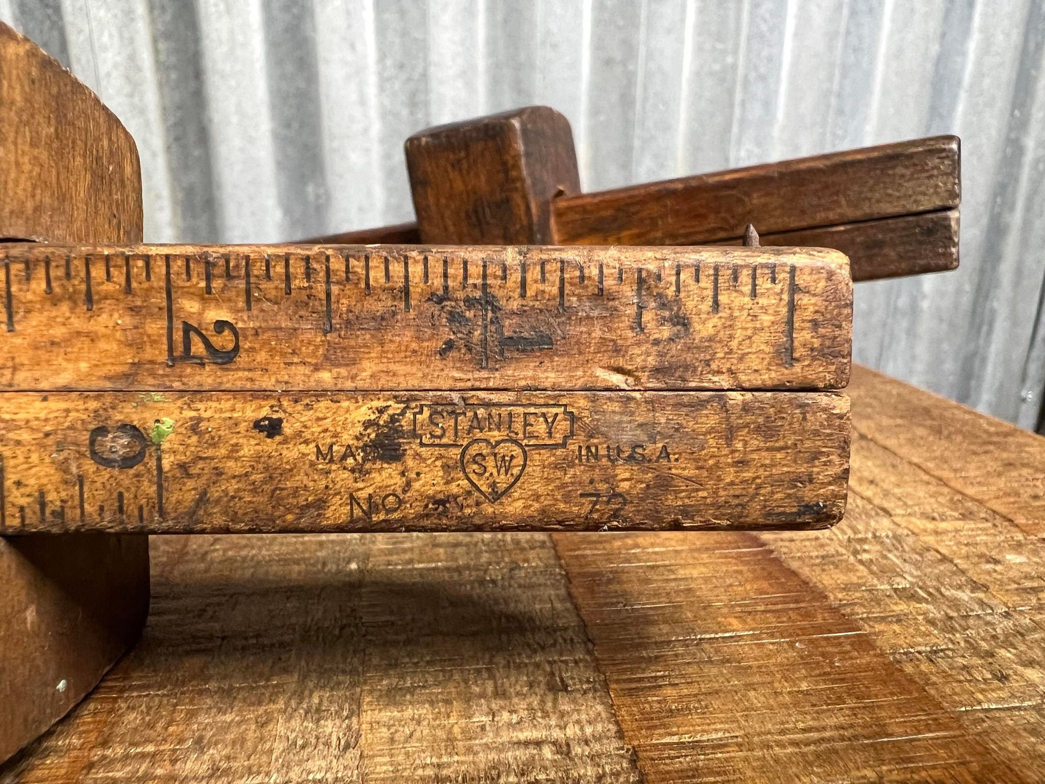 TWO Antique Wood Scribe Ruler Tools Vintage Stanley Tools Rustic ...