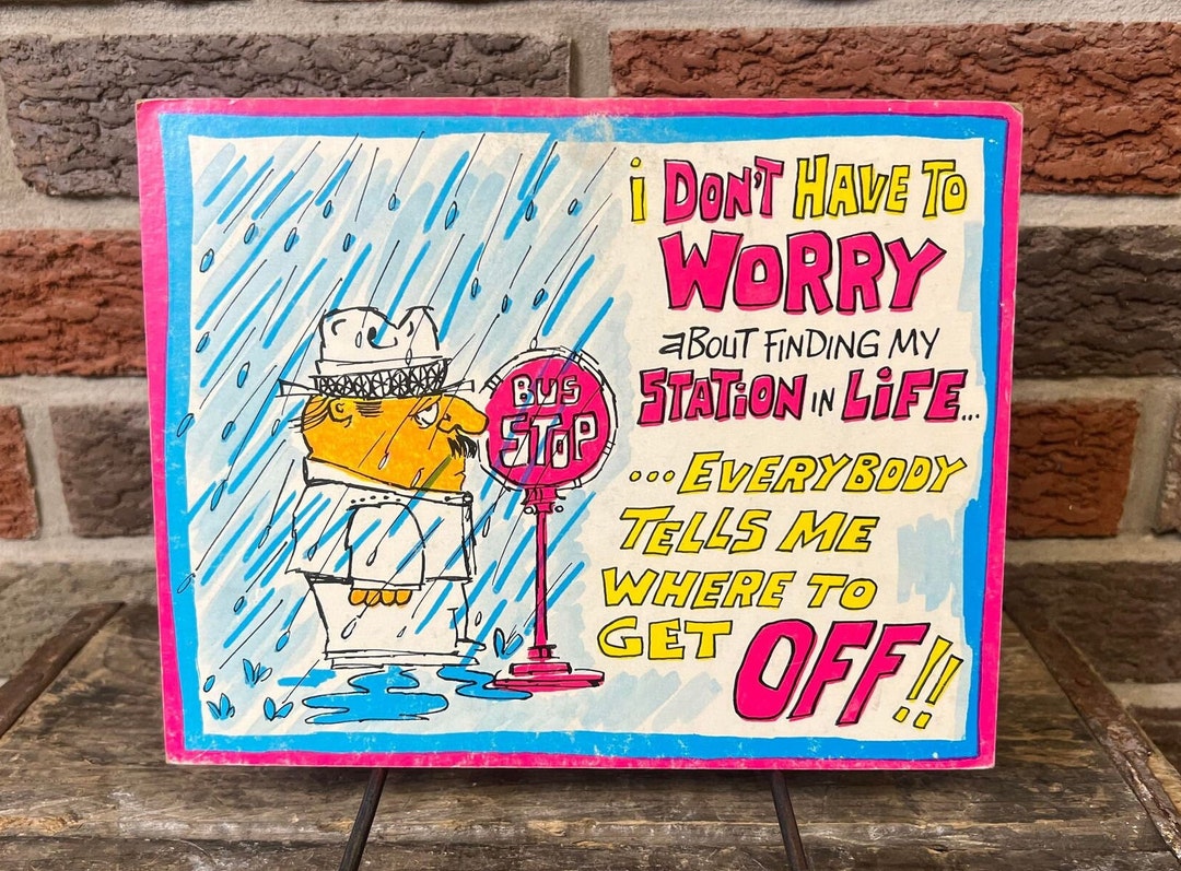 Vintage Bus Stop Cardboard Sign Wall Hanger - Retro Gag Gift Comedy ...