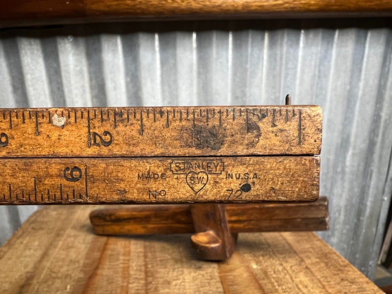 TWO Antique Wood Scribe Ruler Tools - Vintage Stanley Tools - Rustic ...
