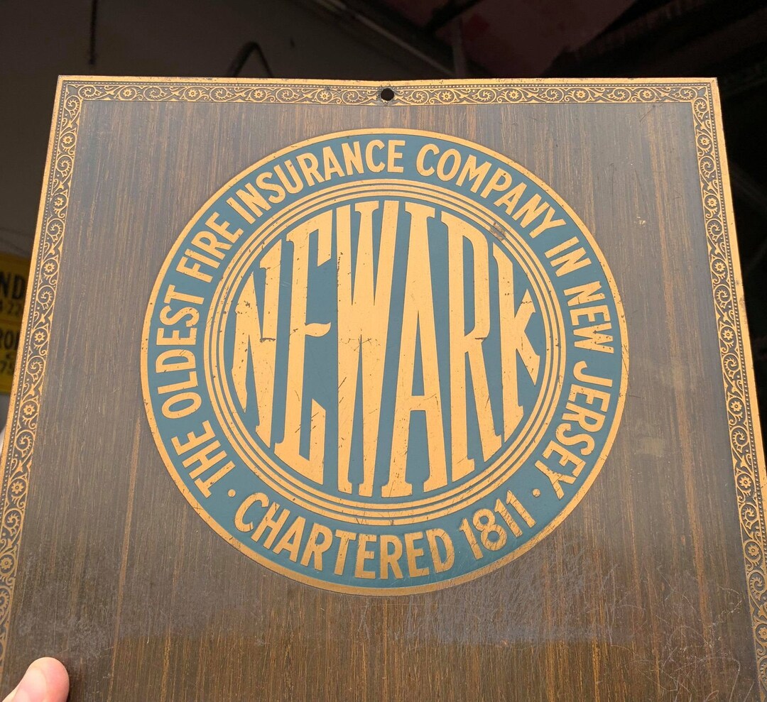 Newark Fire Insurance Sign - New Jersey - Antique Advertising - Rustic ...