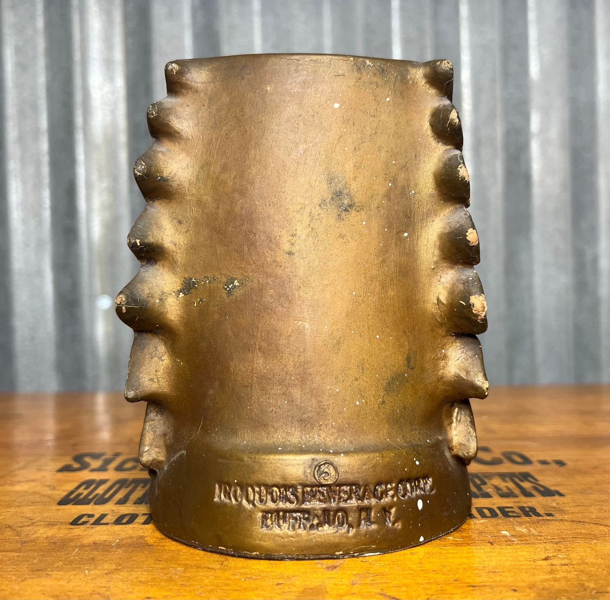 RARE Iroquois Indian Head Beer Foam Scraper Bar Storage Caddy - Antique ...