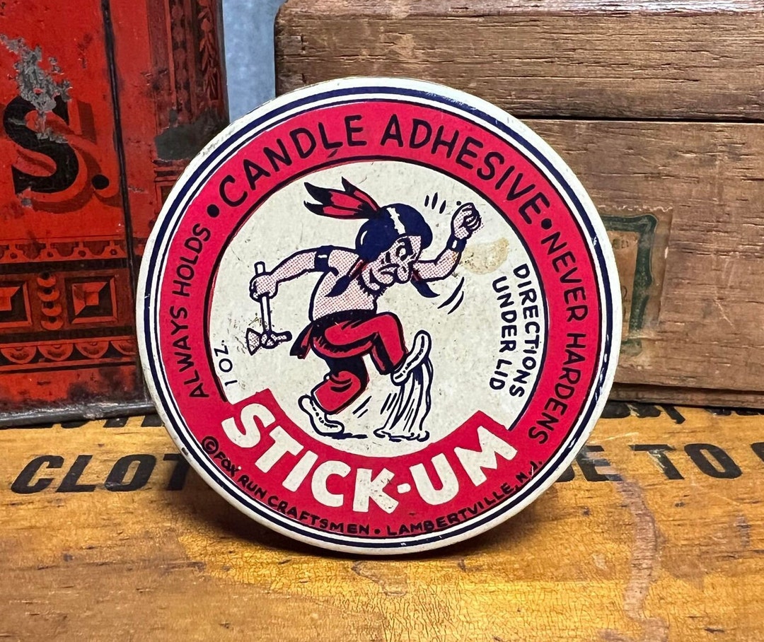 Vintage "stick-um" Candle Adhesive - Native American Graphic - Fox Run Craftsmen Lambertville NJ ...
