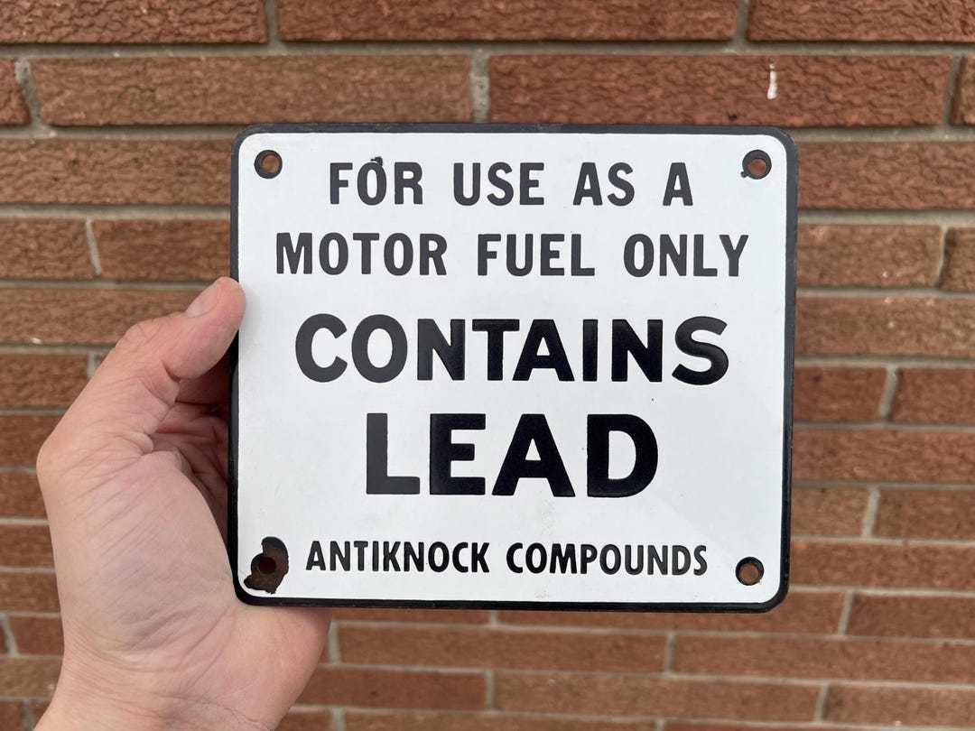 Vintage "contains Lead" Antiknock Compounds Porcelain Gas Pump Sign ...