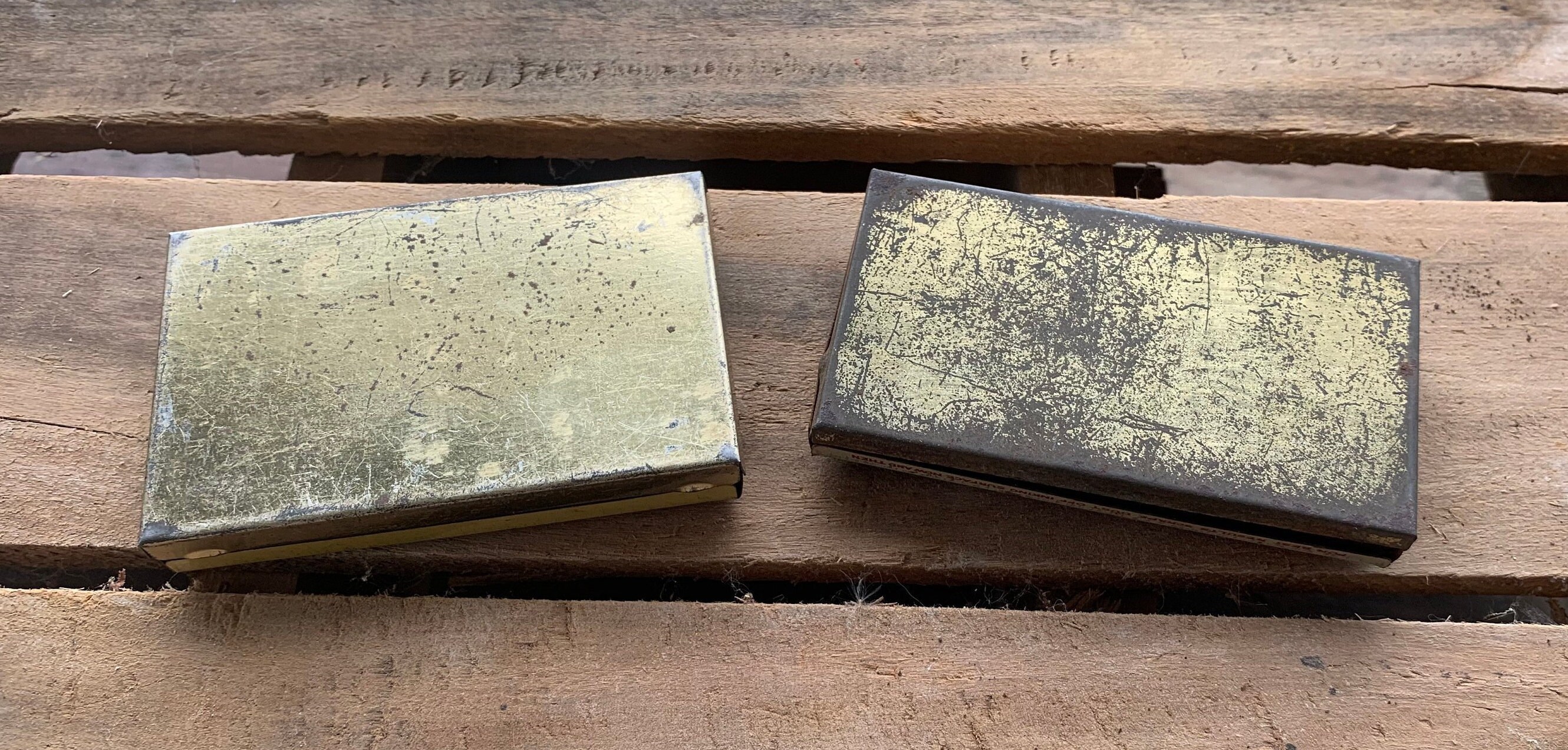 Vintage Stamp Dates and Ink Printing Tin Early Advertising Red Face ...