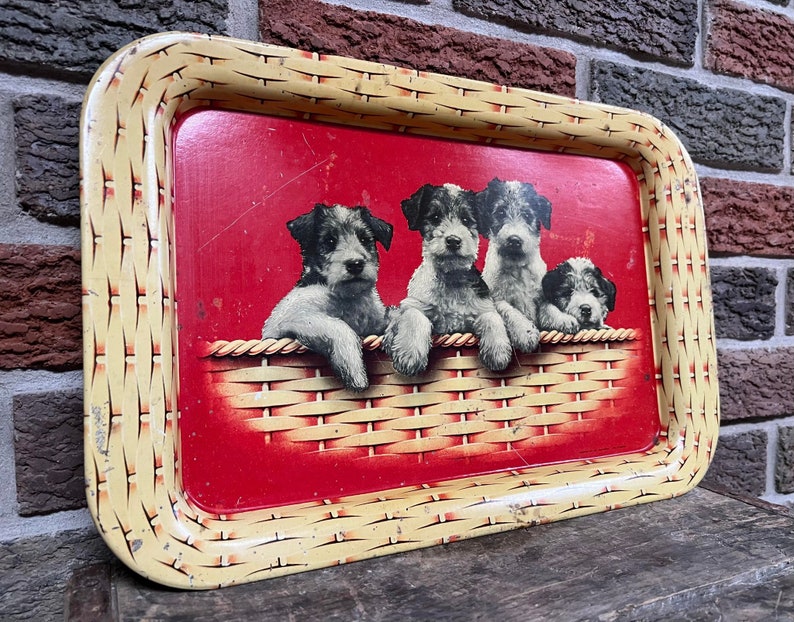 Vintage Handiware Tray 528 "four Puppies" - Made in England - Retro Tin ...