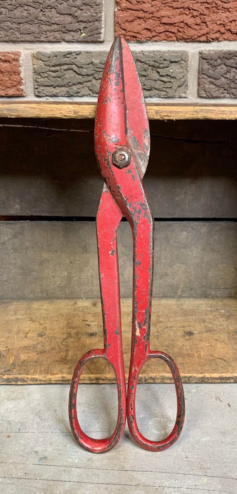 Antique Industrial Metal Shears Tin Snips - Giant Scissors - Weathered ...