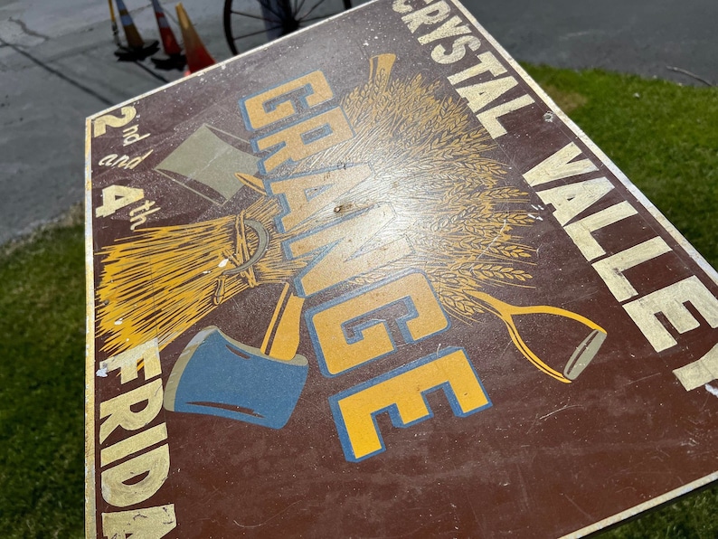 Crystal Valley Grange Sign Antique Advertising Signage Rustic Farmhouse ...