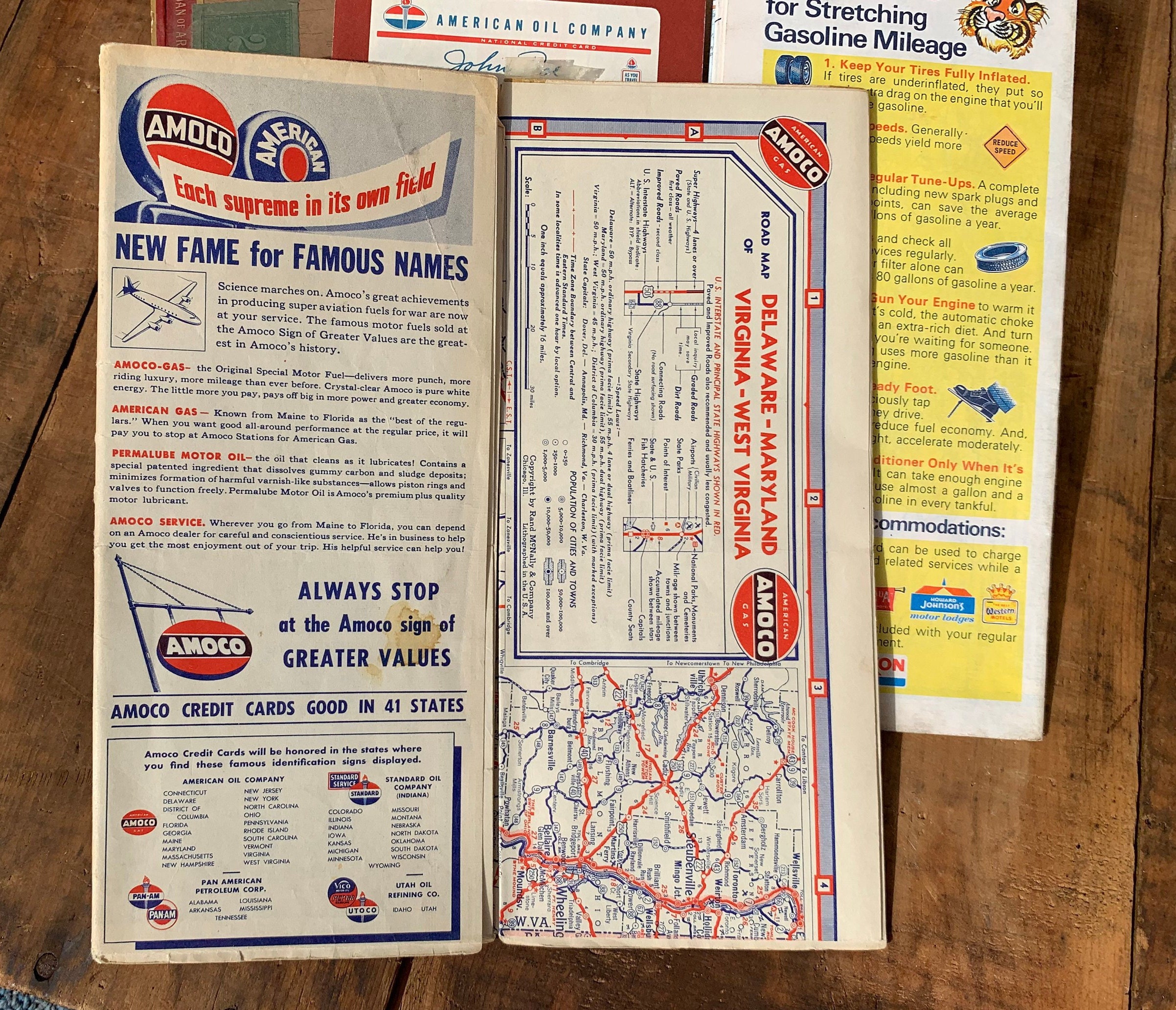 Vintage East Coast Road Map Lot (3) - AMOCO, American, Exxon - Delaware ...