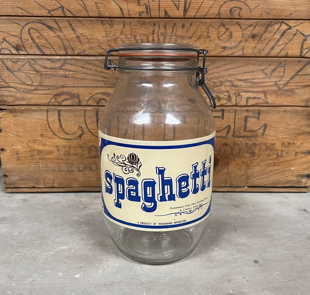 Vintage Glass Spaghetti Container Jar - Retro Home Kitchen Decor ...