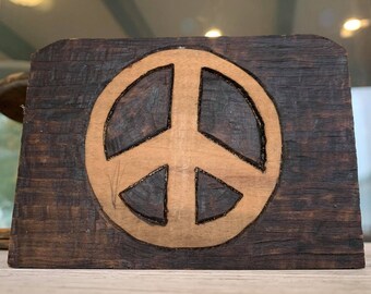 Wood Carved Peace Sign - Etsy