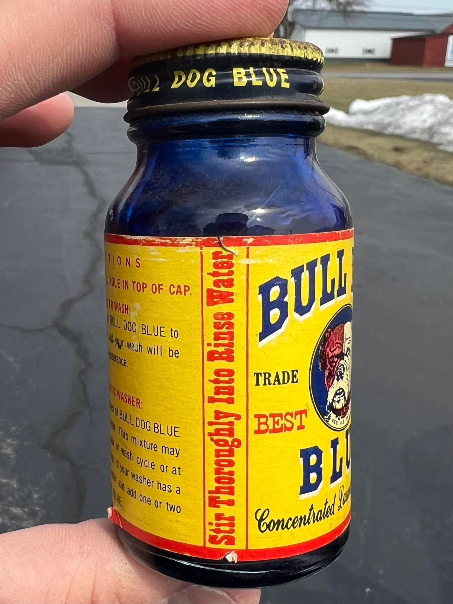 Bull Dog Blue Glass Bottle - Antique Advertising Vintage Bull Dog ...