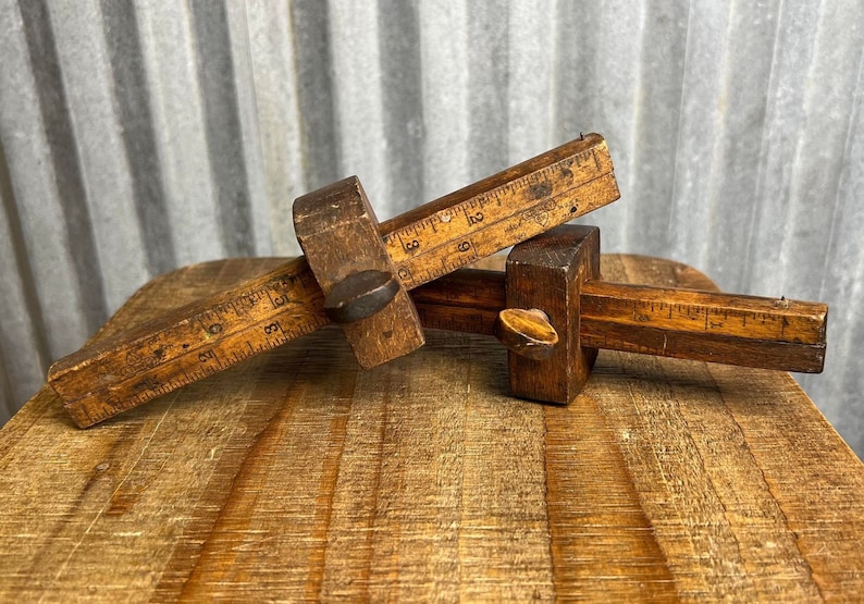 TWO Antique Wood Scribe Ruler Tools - Vintage Stanley Tools - Rustic ...