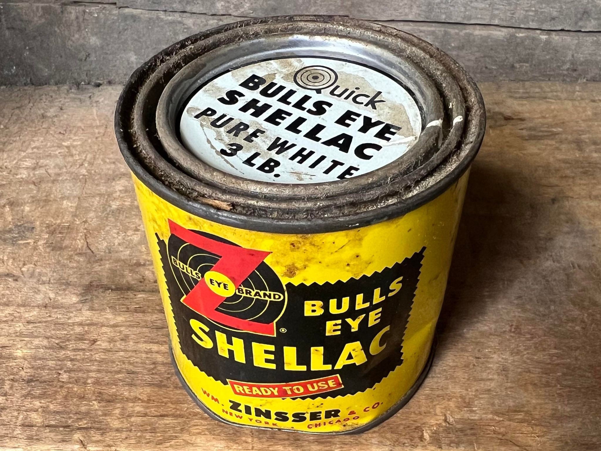 Bullseye Brand Shellac Can WM Zinsser & Co. New York Chicago Vintage ...