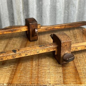 TWO Antique Wood Scribe Ruler Tools - Vintage Stanley Tools - Rustic ...