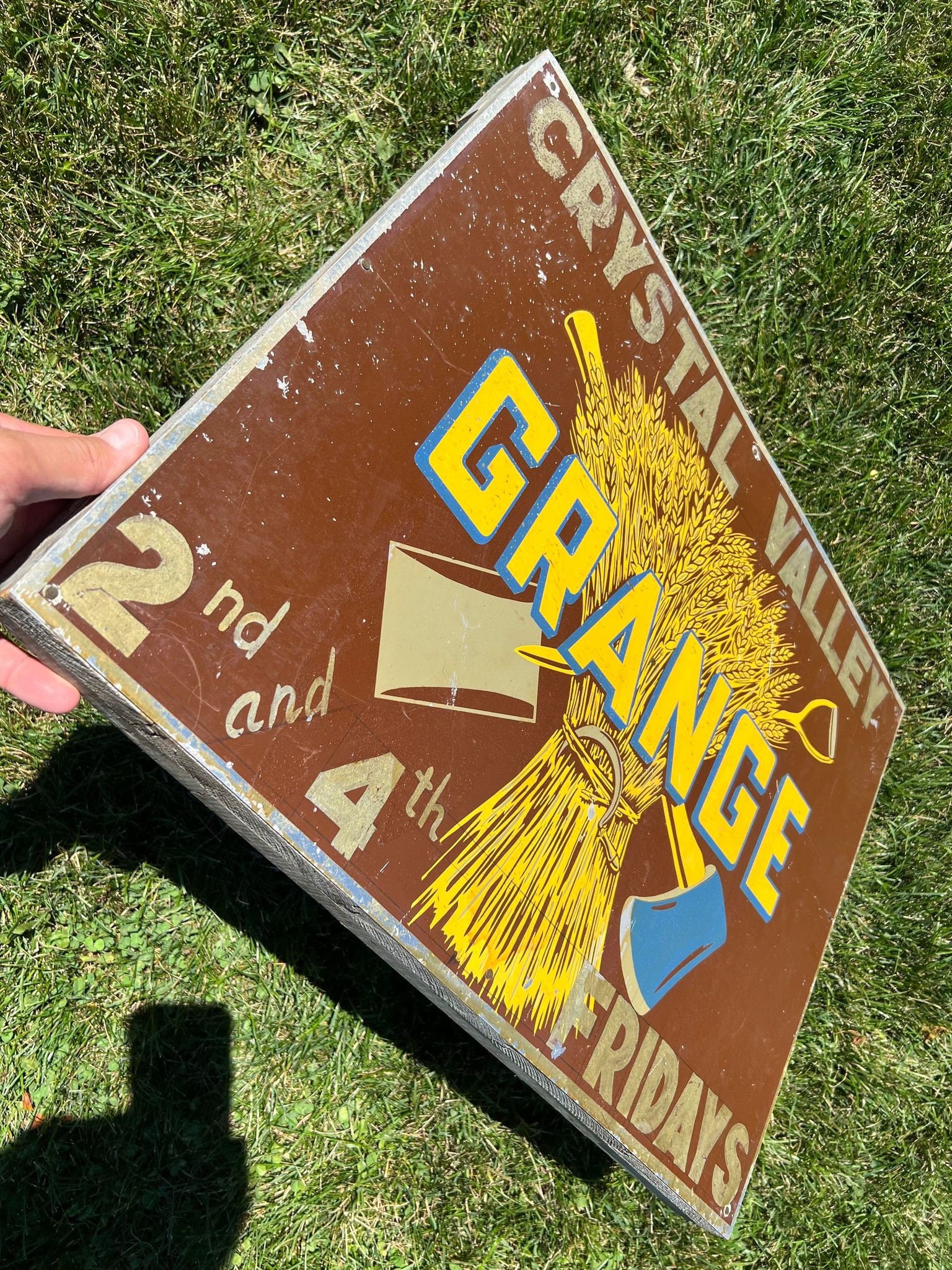 Crystal Valley Grange Sign - Antique Advertising Signage - Rustic ...