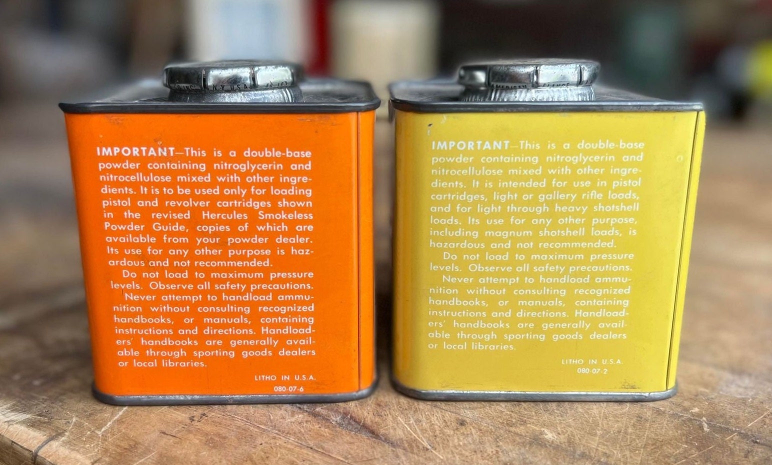 TWO Vintage Hercules Smokeless Powder Tin Cans - Antique Advertising ...