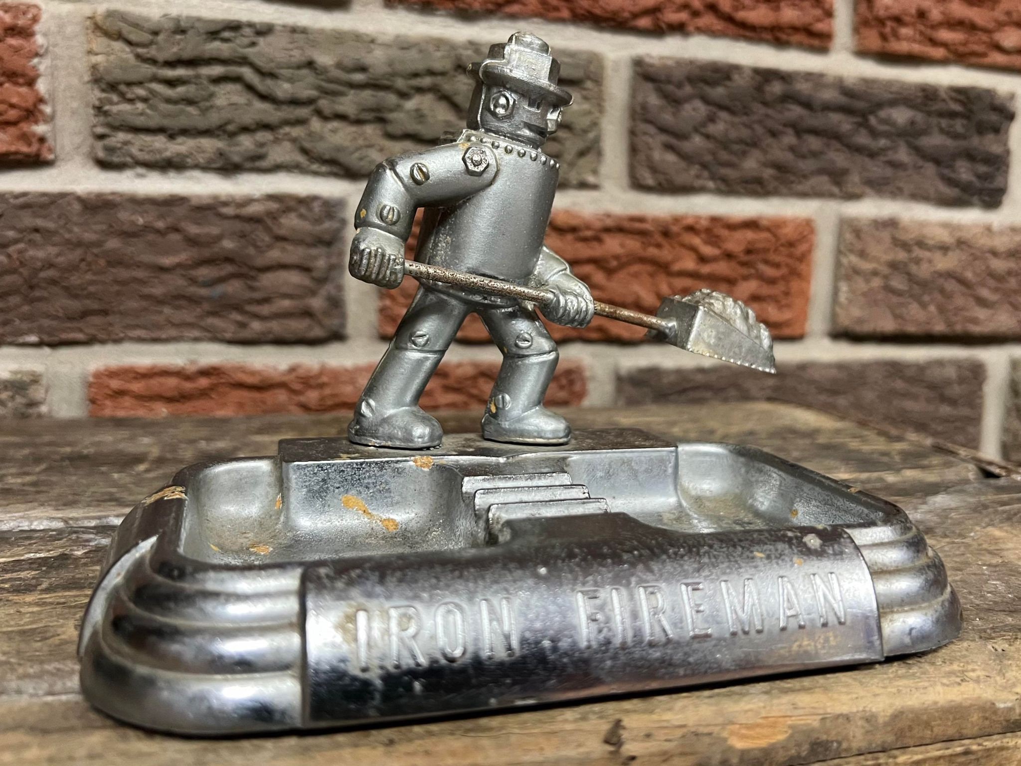Iron Fireman Vintage Advertising Ashtray Antique Art Deco Style Vintage ...