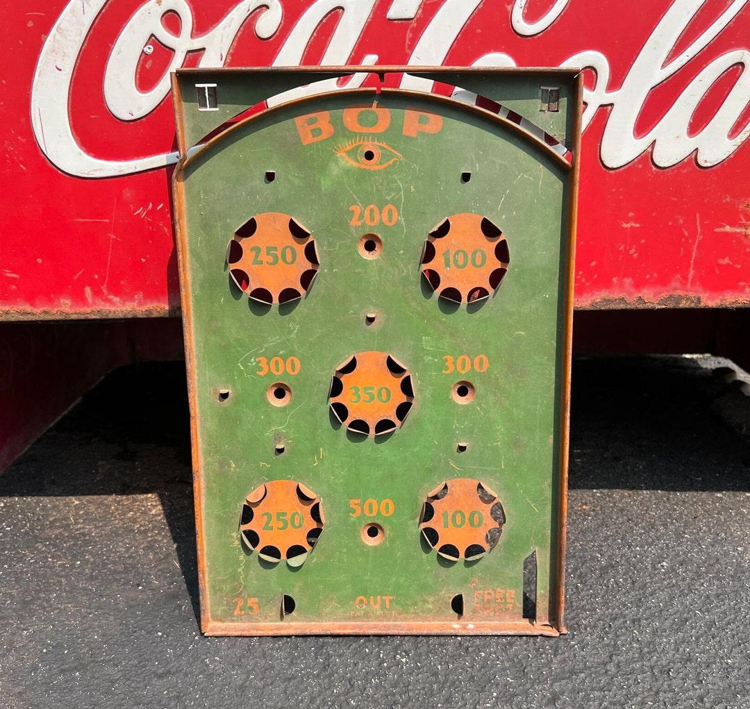 Antique BOP-EYE Marble Pinball Game - Vintage Metal Toy Table Top Game ...