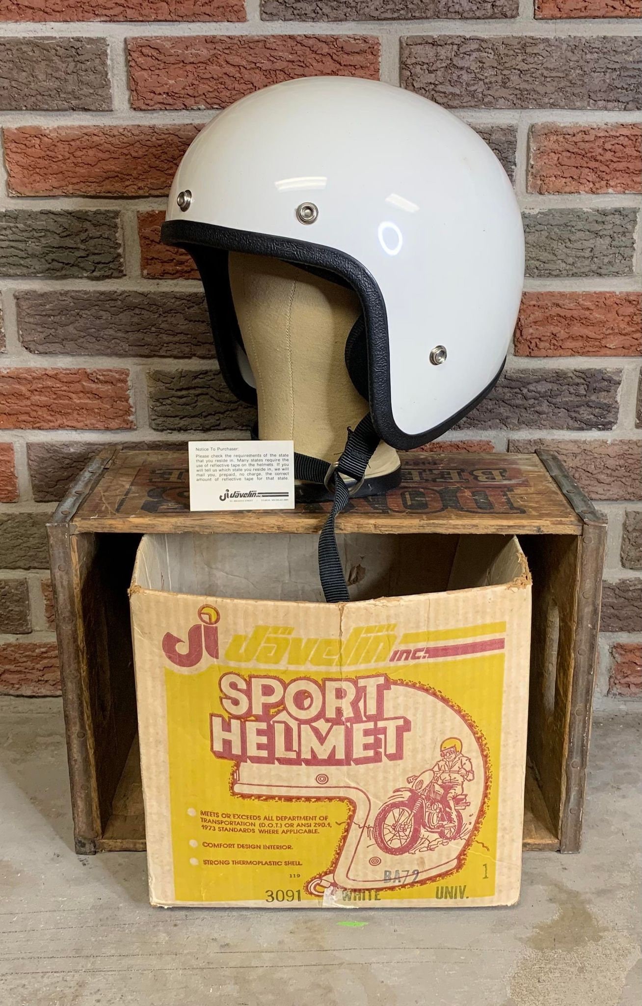 Vintage 1970's Javelin Sport Motorcycle Helmet - Original Box ...