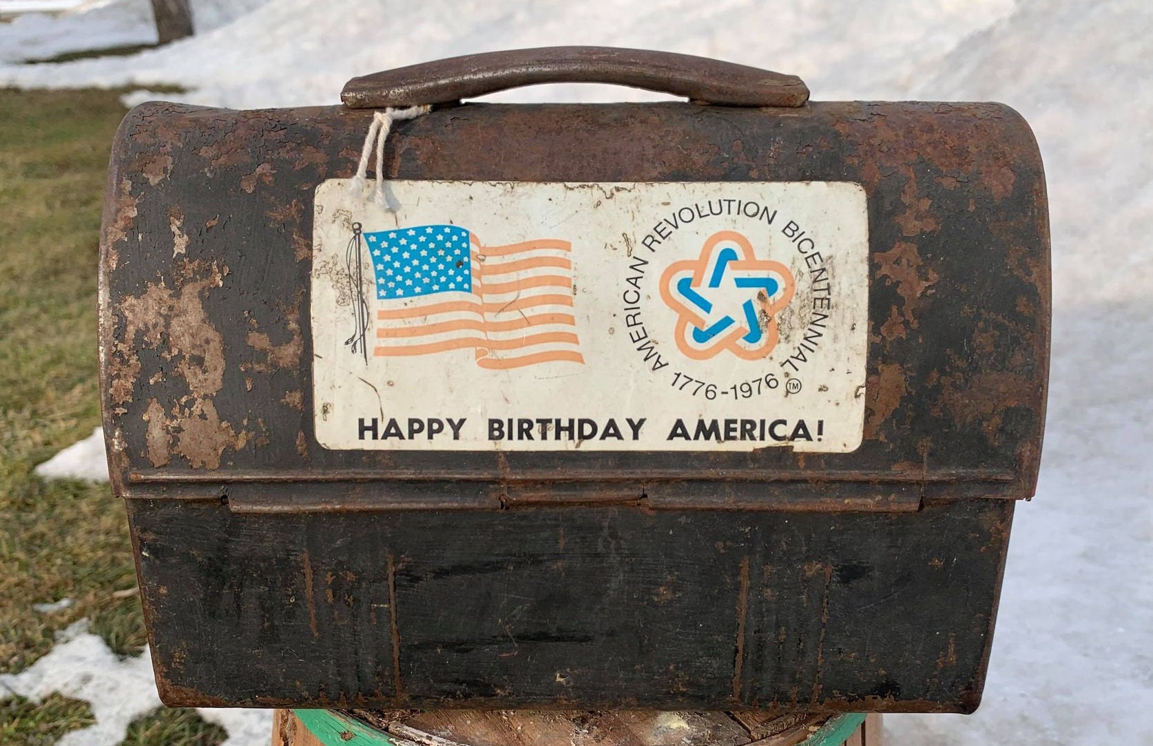 Vintage Dome Top Lunch Box / Pail Retro Decor 1976 Bicentennial Great ...