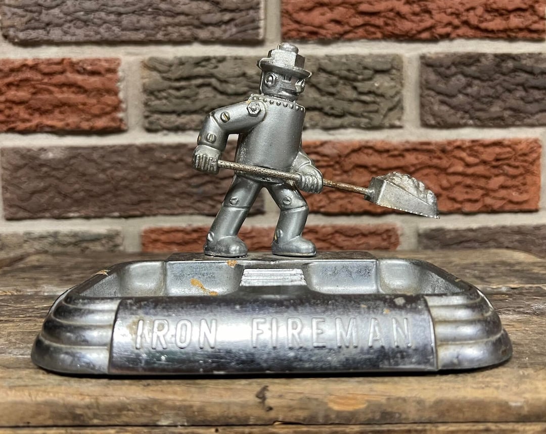 Iron Fireman Vintage Advertising Ashtray - Antique Art Deco Style ...