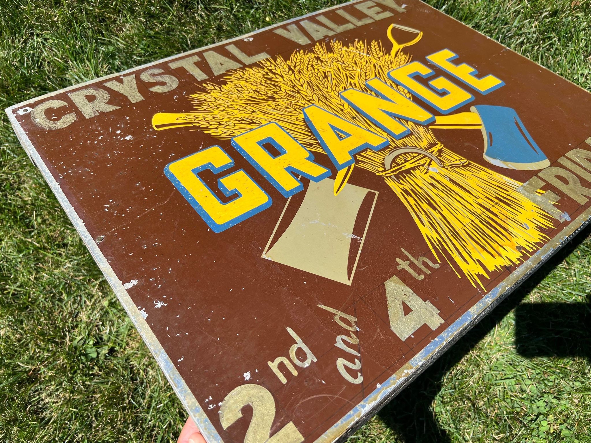 Crystal Valley Grange Sign - Antique Advertising Signage - Rustic ...