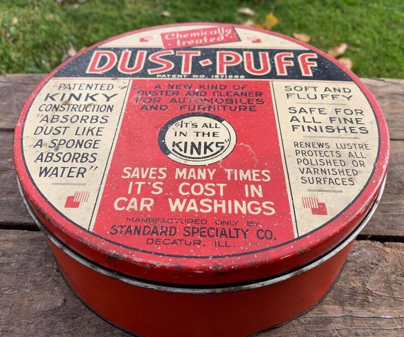 Vintage Dust Puff Tin Canister Automobile & Furniture Polish - Etsy