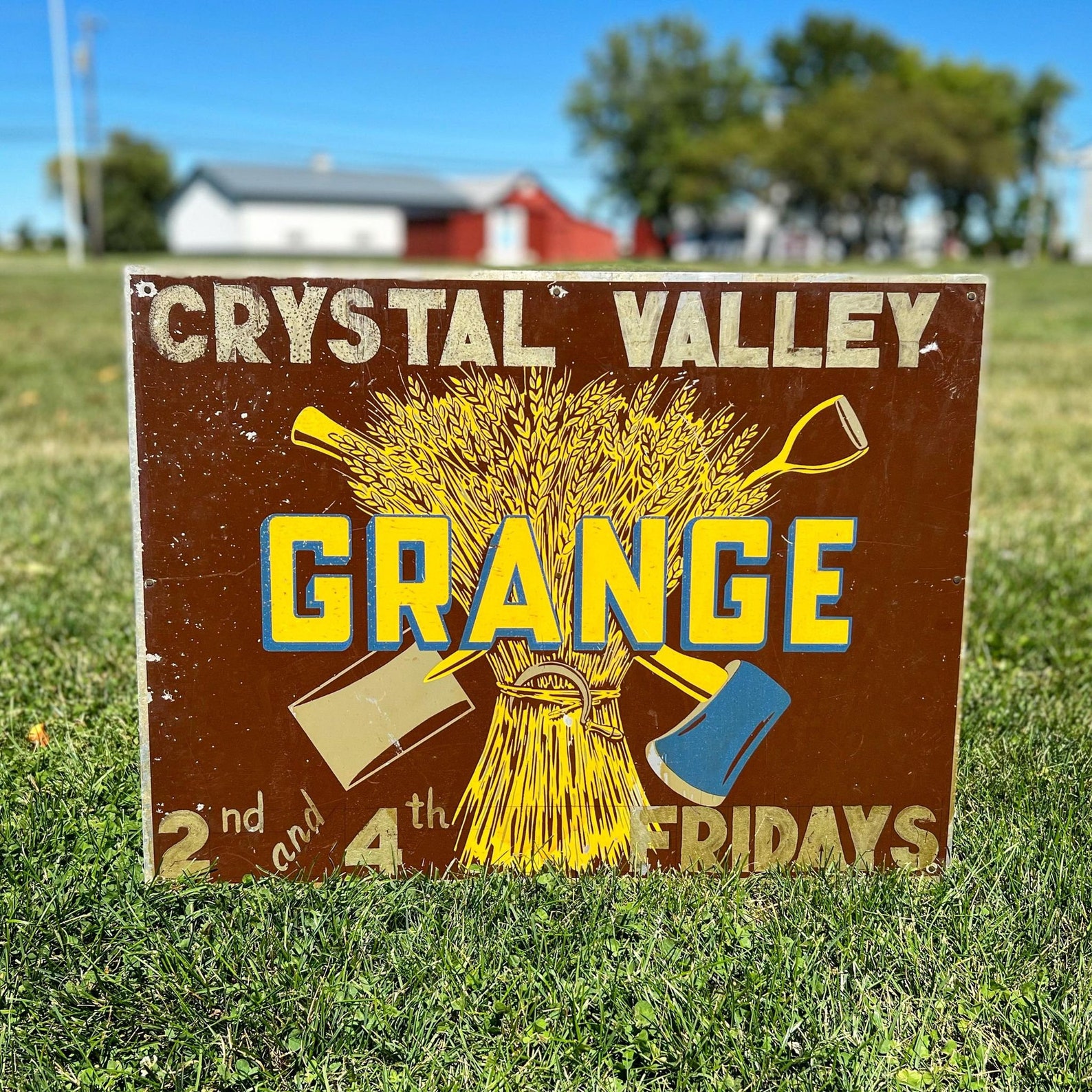Crystal Valley Grange Sign Antique Advertising Signage Rustic Farmhouse ...