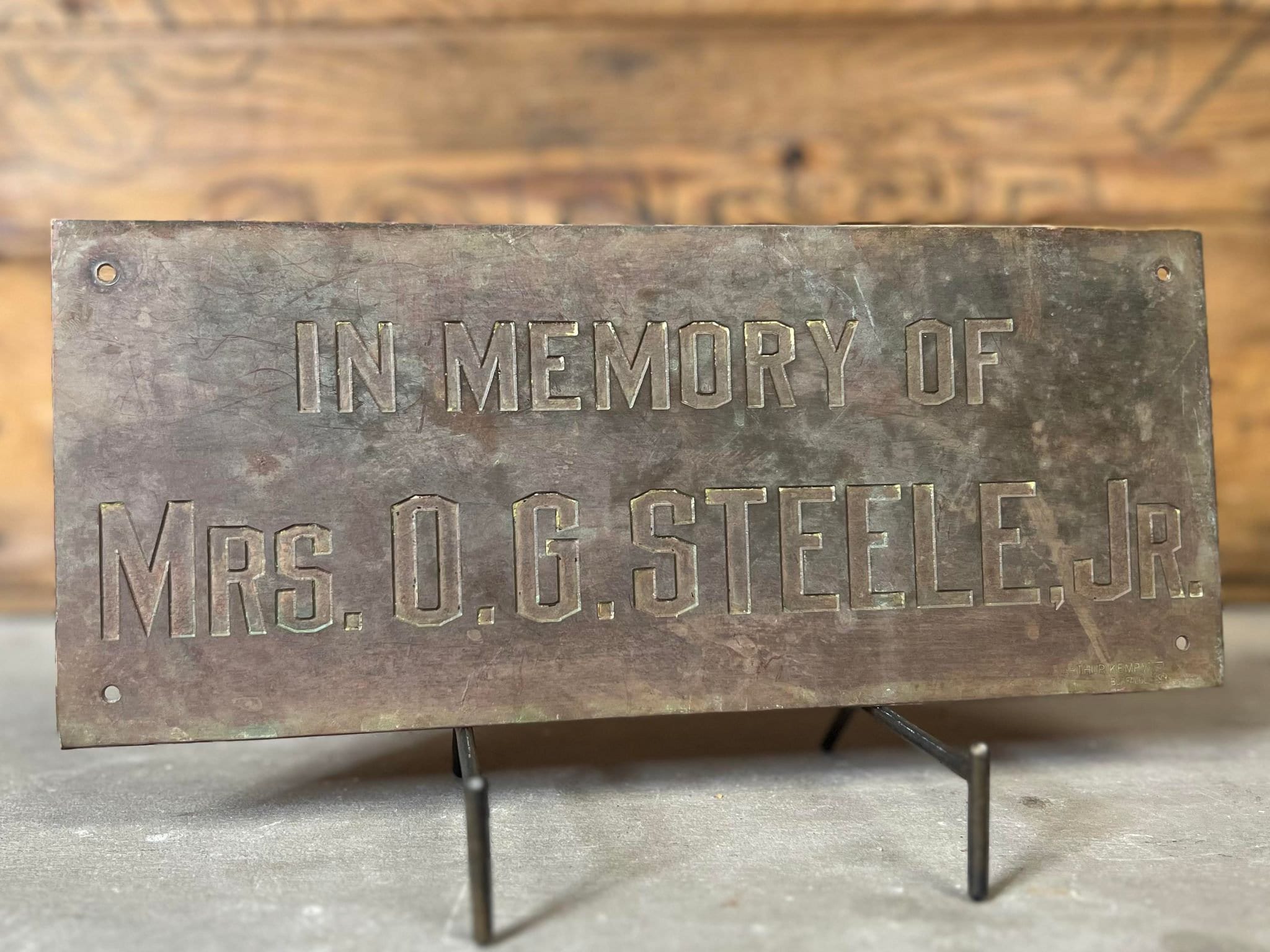 Antique Brass Cemetery Grave Memorial Marker Sign Mrs. OG - Etsy