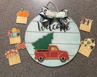 Welcome Sign Seasonal Welcome Sign With 3 Sets of Interchangeable 3 ...