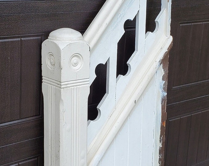 Victorian Era Carved Newel Post With Ornate Hand Railing Attached - Old ...