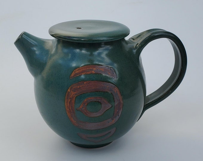 Crow Valley Orcas Island Studio Pottery Tea Pot Indian Design Dark ...