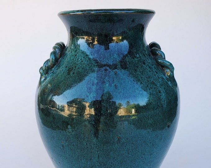 Waymon Cole Pottery Large North Carolina Malachite Green Vase - Rope ...