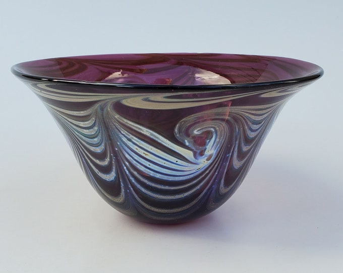 Rick Miller Signed MCM Art Glass Bowl - Purple Iridescent Glass ...