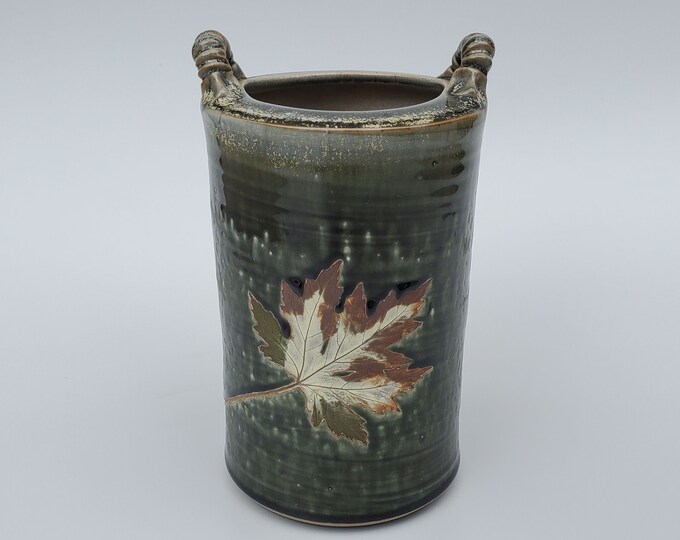 Travis Berning Studio Pottery Hand Thrown Vase - Maple Leaf Design ...