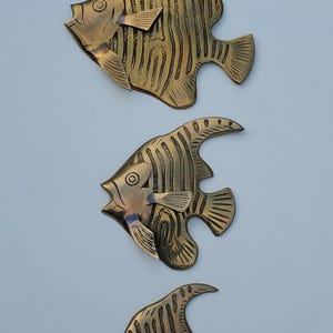 Brass Angel Fish Wall Art Sculpture Trio - Nautical Design - Mid ...