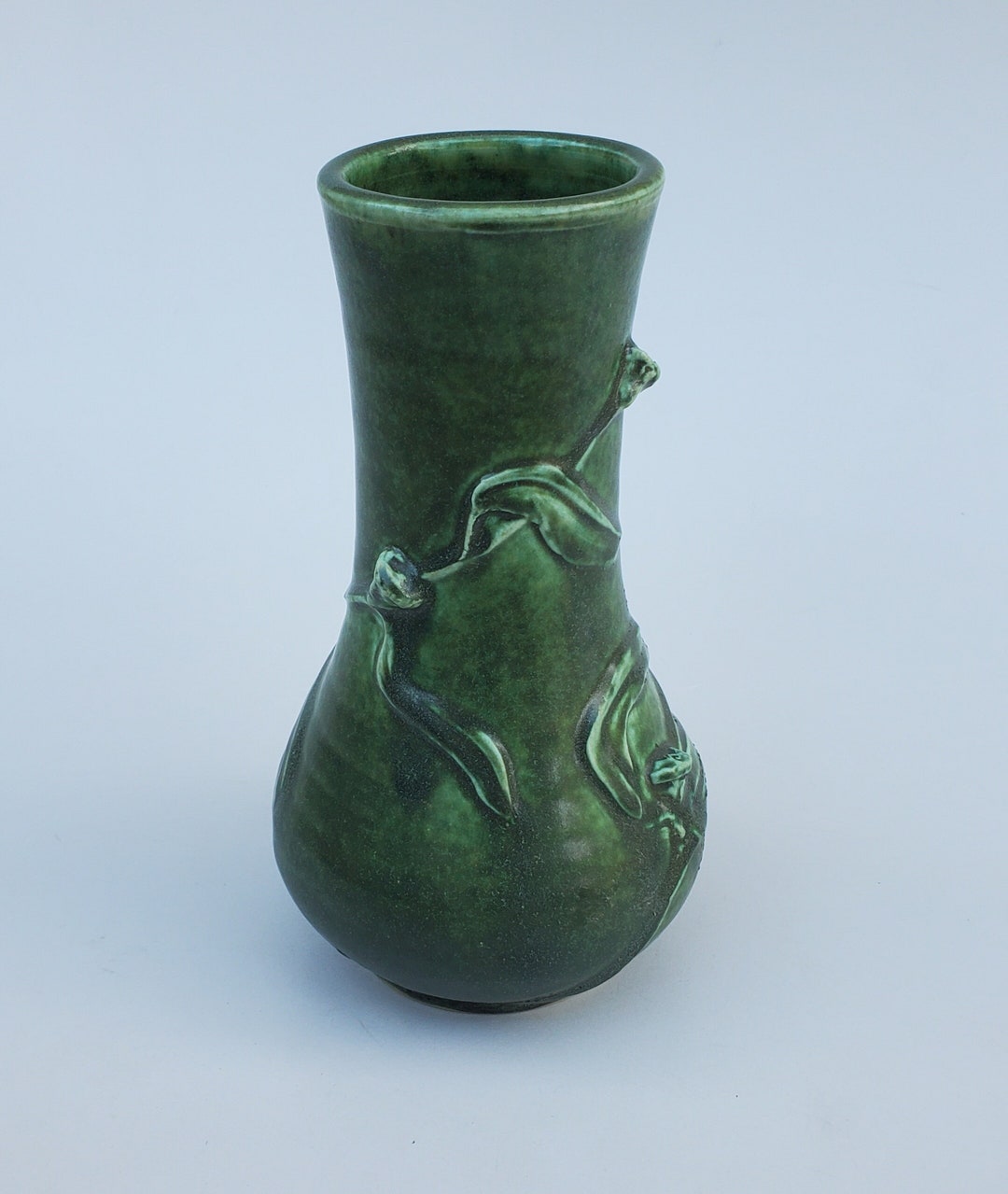 Roycroft Art Pottery Matt Green Organic Vase - Eucalyptus Flower Bud ...