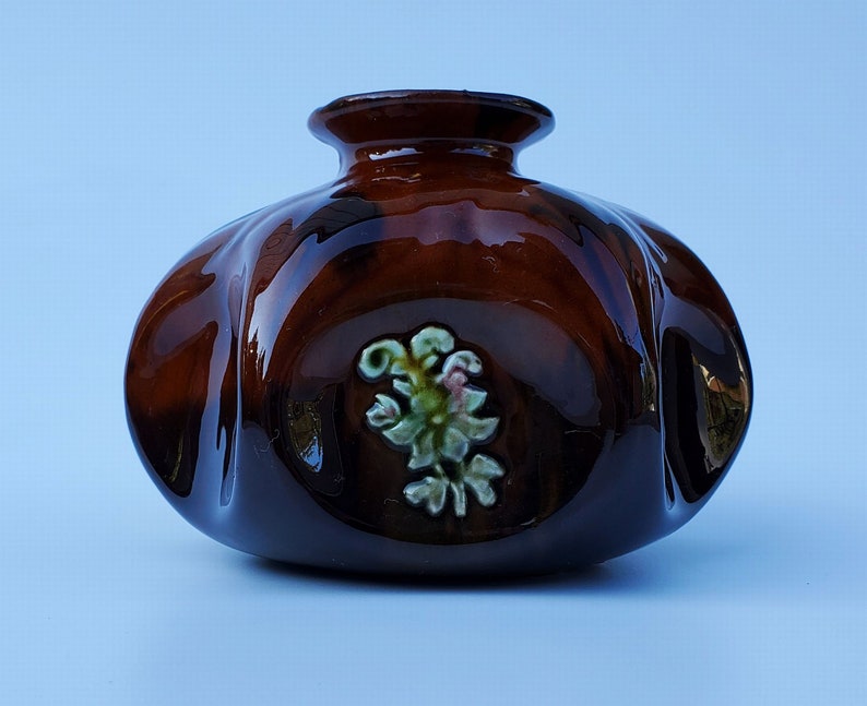 Weller Art Pottery Brown High Glaze Sprigged Art Pottery vase | Etsy