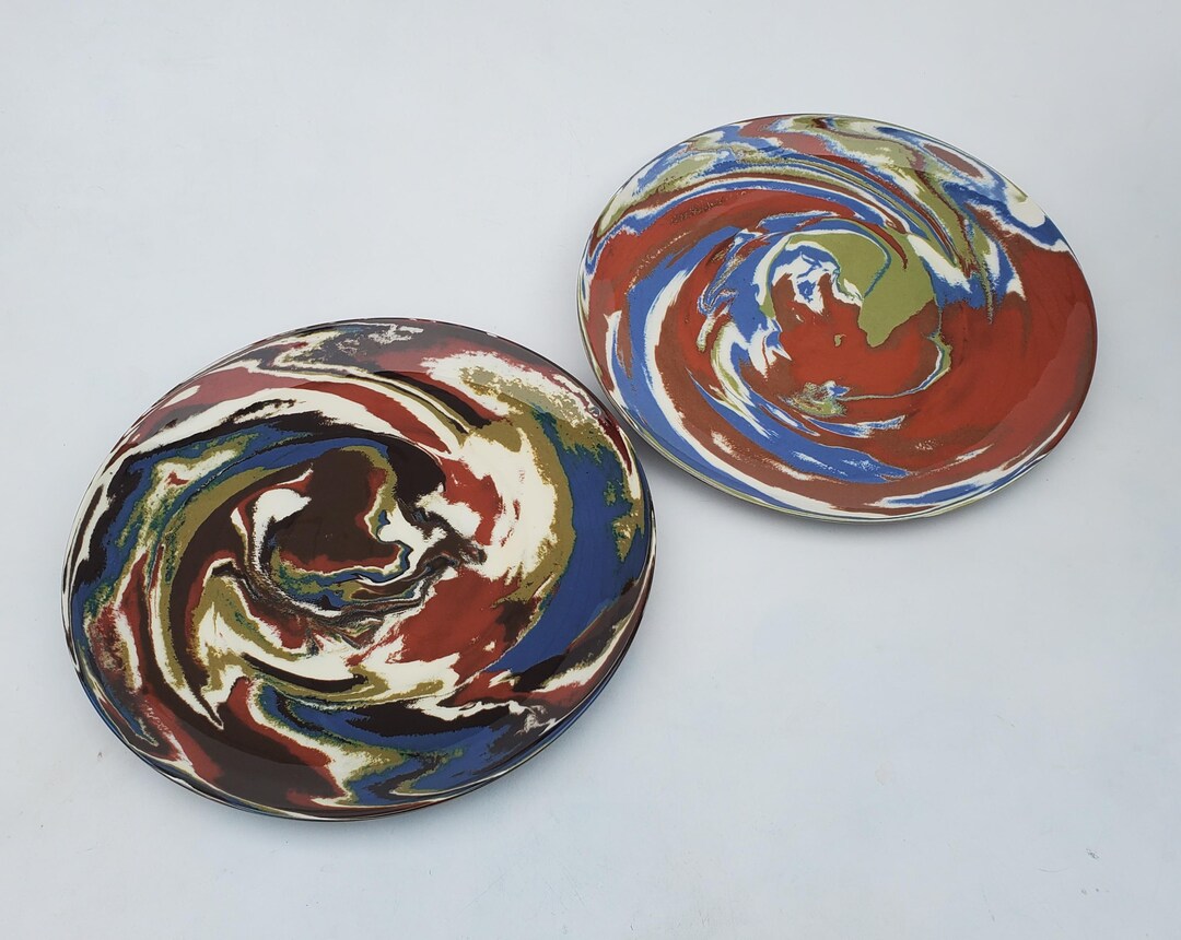 Desert Sands Evans Pottery - Set of Two Swirl Pottery Dinner Plates ...